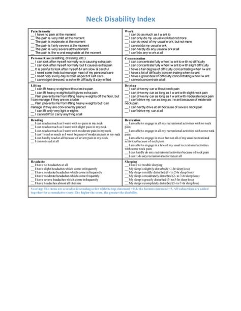 Neck Disability Index Pdf