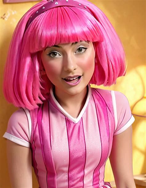 Stephanie Lazy Town Pink Wig Stripped Dress From Above