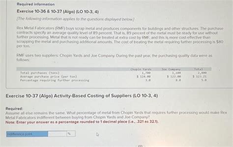 Solved Required Information Exercise 10 36 And 10 37 Algo