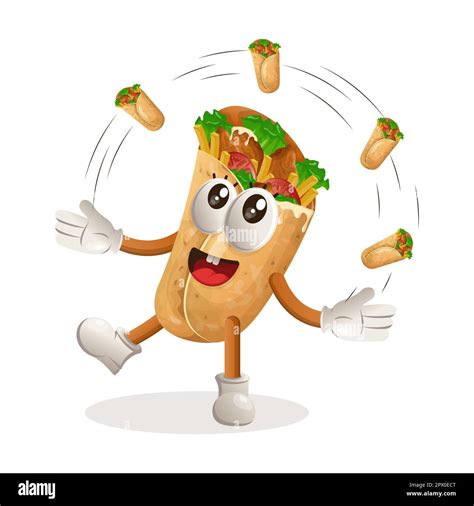 Cute Burrito Mascot Freestyle With Burrito Perfect For Food Store Small Business Or E Commerce