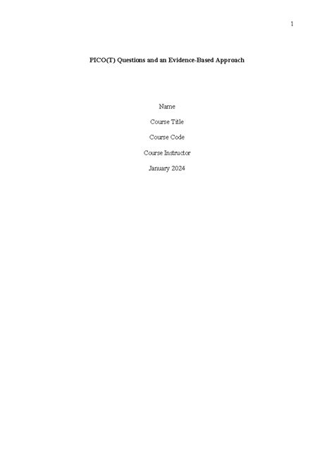 4030 Assessment 3 It Is A Nursing Course Nursing Essay Pico T Questions And An Evidence