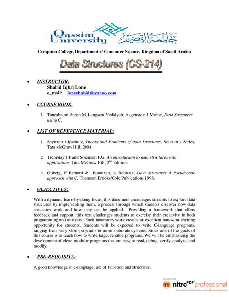 Lecture Notes Data Structures Csc 214 Computer College Department Of