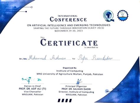 Muhammad Arshman Ali On Linkedin Certification Conference Conference2023 Paperpresentation