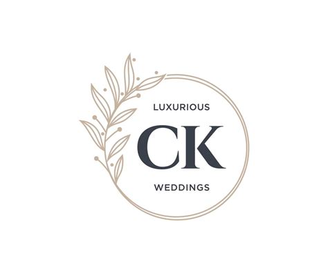 Ck Initials Letter Wedding Monogram Logos Template Hand Drawn Modern Minimalistic And Floral