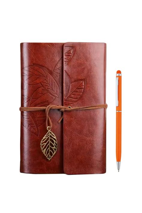 Wolawood El Yapımı Deri Kapaklı Defter Ve Özel Kalem Seti Vintage Nostaljik Günlük Ajanda Özel