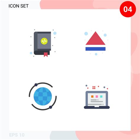 4 Thematic Vector Flat Icons And Editable Symbols Of Book World Design