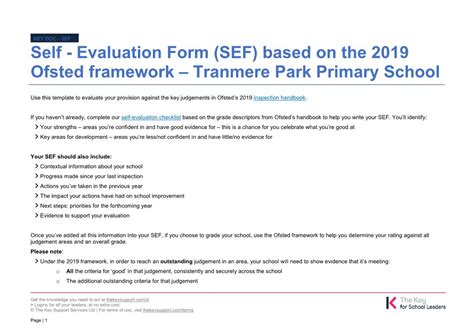 Ofsted Self Evaluation Form Online