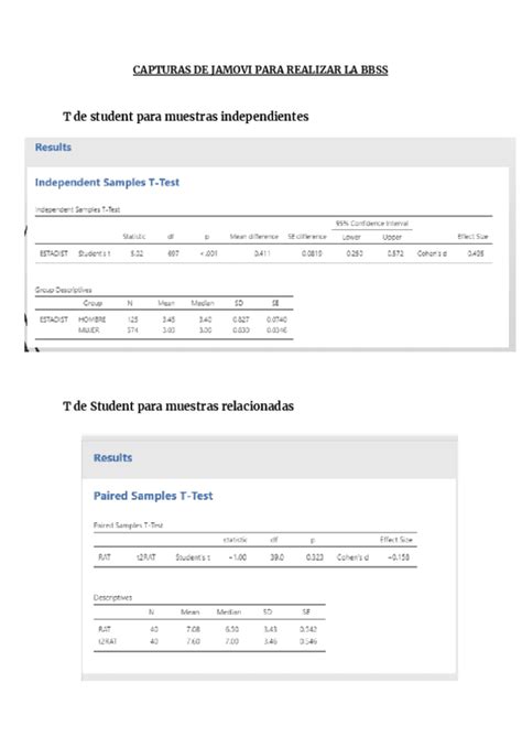 Capturas De Jamovi Para Realizar La Bbss 2 Pdf