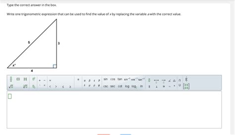 solved type the correct answer in the box write one trigon[algebra