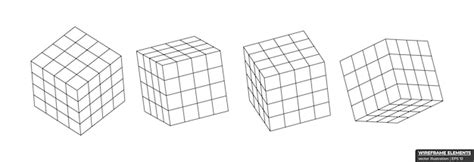 Premium Vector Set Of Wireframe Cube From Different Sides Collection