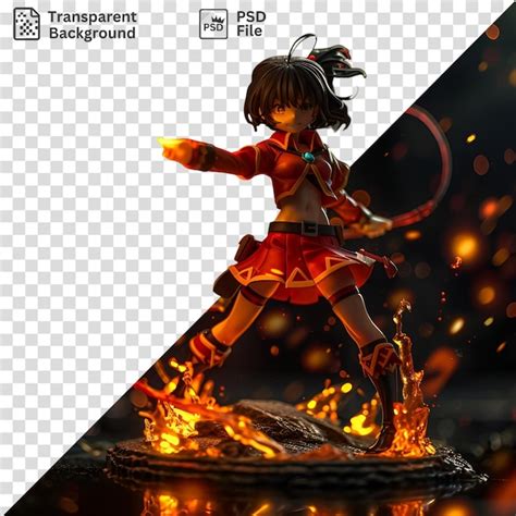Premium Psd Premium Of Megumin From Konosubaki Stands By A Fire