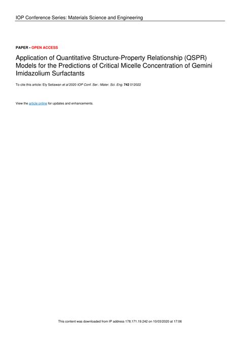 Pdf Application Of Quantitative Structure Property Relationship Qspr Models For The