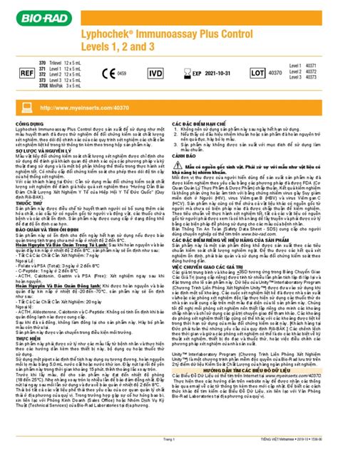 Lyphochek Immunoassay Plus Control 40370 Pdf