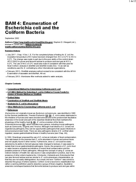 Bam 4 Enumeration Of Escherichia Coli And The Coliform Bacteria Pdf Escherichia Coli