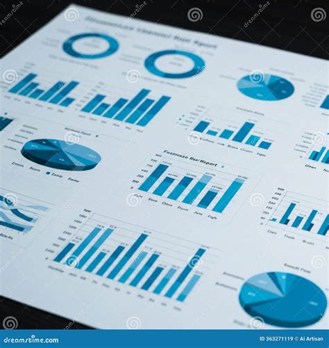 a document featuring various data visualizations including pie charts