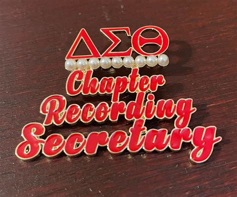 Delta Chapter Recording Secretary Pin Pearls And Symbols Chapter
