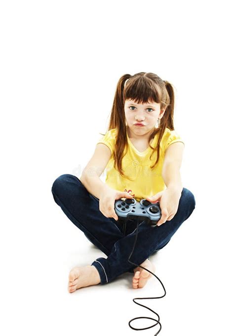 Girl Using Video Game Controller Stock Image Image Of Background