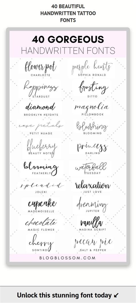 40 Beautiful Handwritten Tattoo Fonts Different Fonts For Tattoos