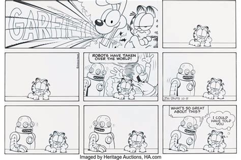 Jim Davis Garfield Sunday Comic Strip Original Art Dated 10 5 03