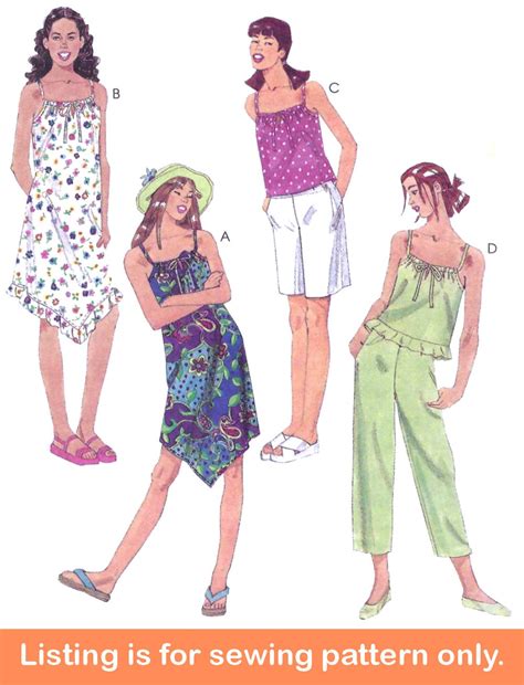 Girls Sewing Pattern Sew Tween Teen Clothes Clothing Dress Tank Top