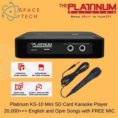 Platinum Ks 10 Mini Sd Card Karaoke Player With 20 000 English And Opm Songs With Microphone