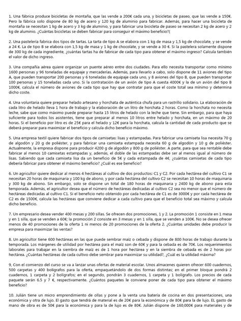 Programación Lineal Propuestos Pdf Oferta Economía Agricultura