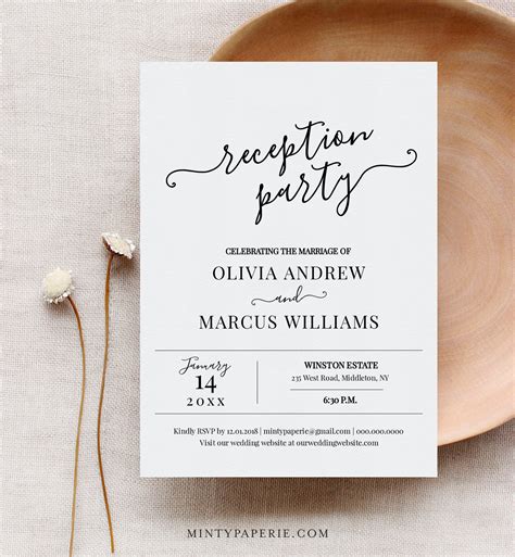 Wedding Reception Invitation Reception Party Printable Wedding Invite