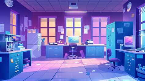 A Cartoon Of A Modern Science Lab With Microscopes And Chemicals In A Cartoon Of A Modern Science Lab With Microscopes And Chemicals In