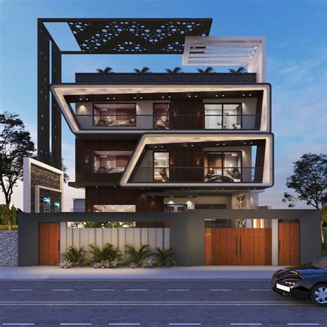 Kreations Bunglow Elevation With Modern Facade Design