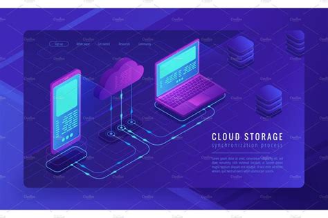 Isometric Cloud Storage Landing Page Concept Isometric Isometric