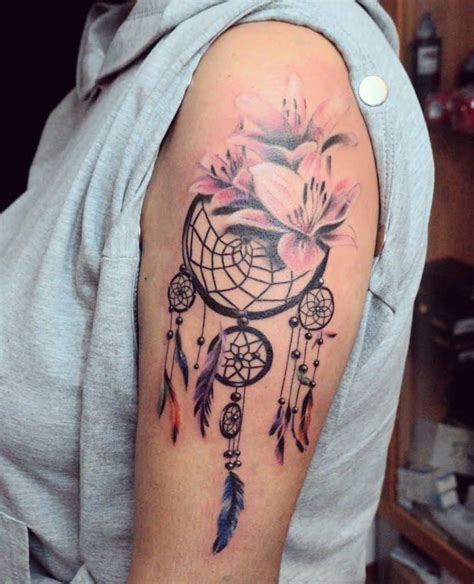 Dreamcatcher Tattoo Designs With Flowers