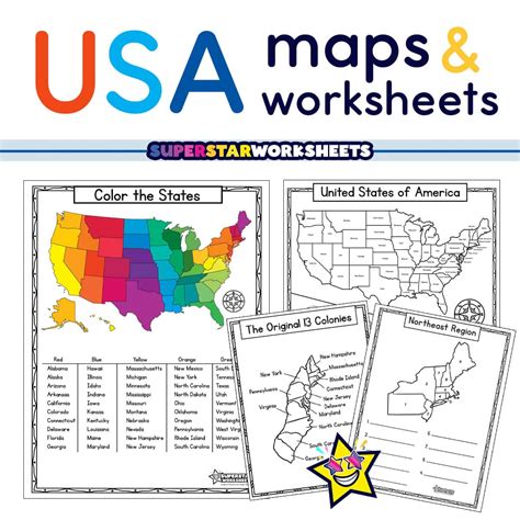 Usa Map Worksheets Free Printables Superstar Worksheets