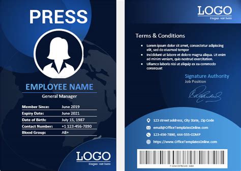 8 Free Press Id Card Pass Badge Formats For Ms Word