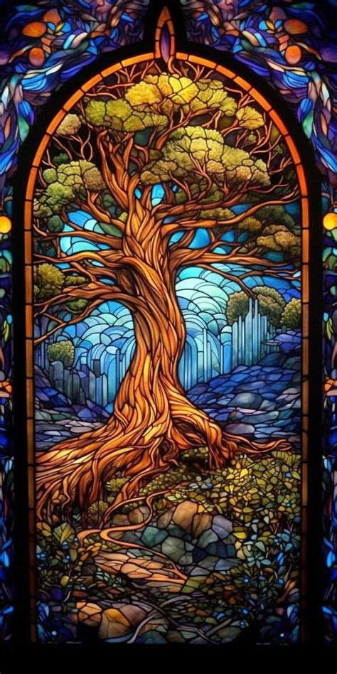 Stained Glass Window With Tree