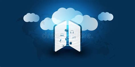Abstract Blue Minimal Style Cloud Computing Networks Consumer Mobile