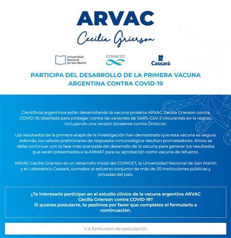 Vacuna Argentina Arvac Cecilia Grierson Buscan 1800 Voluntarios Para