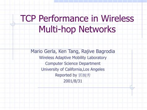 Ppt Tcp Performance In Wireless Multi Hop Networks Powerpoint