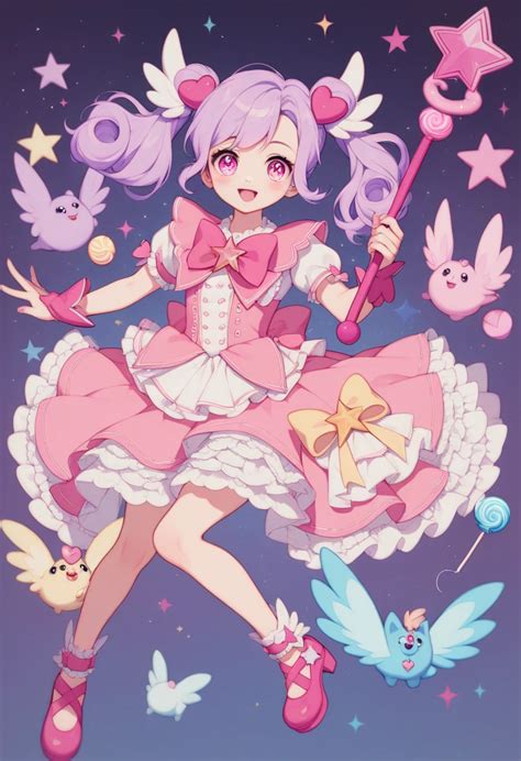 Anime Girlmagic Girl Pastel Colored Clothes Sweet Themed Clothes