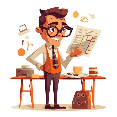 Accountant Clipart Cartoon Office Manager With Newspaper In Hand Vector
