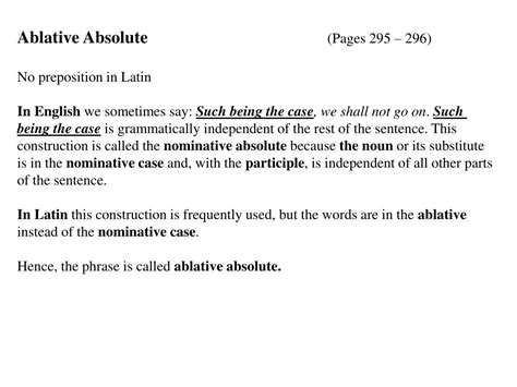 Ppt Ablative Absolute Pages 295 296 No Preposition In Latin Powerpoint Presentation Id