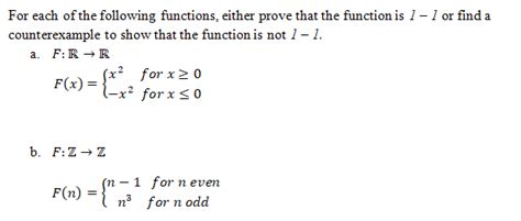 Solved For Each Of The Following Functions Either Prove That Chegg