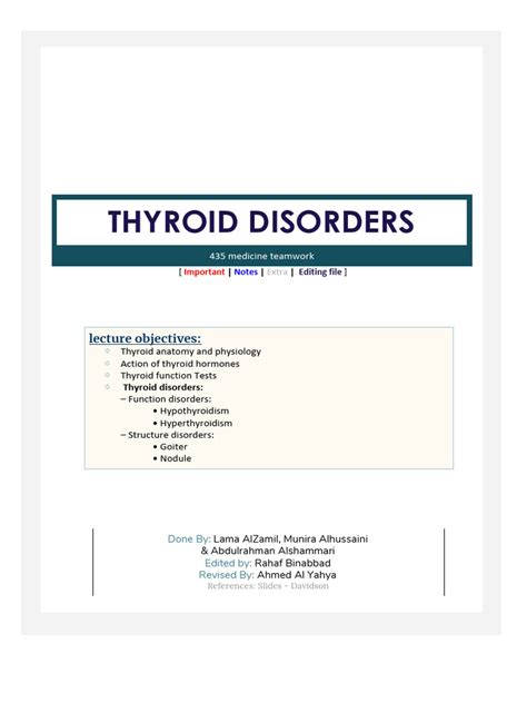 Thyroid Disorders Pdf Hyperthyroidism Thyroid
