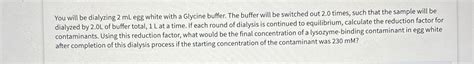 Solved You Will Be Dialyzing 2ml ﻿egg White With A Glycine