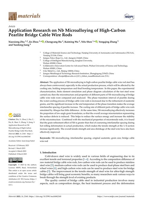 Pdf Application Research On Nb Microalloying Of High Carbon Pearlite
