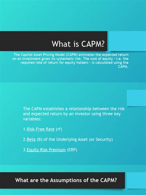 capm pdf capital asset pricing model money