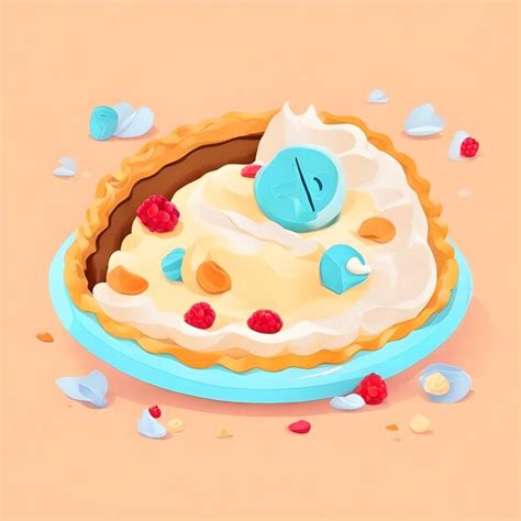 Premium Photo Attractive Pi Day Illustration Of A Cream Pie 2d Flat One Object High Quality