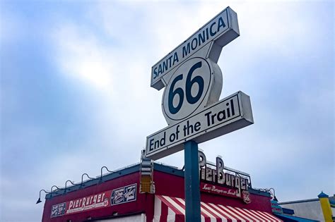 Route 66 End Of The Trail Sign In Santa Monica California