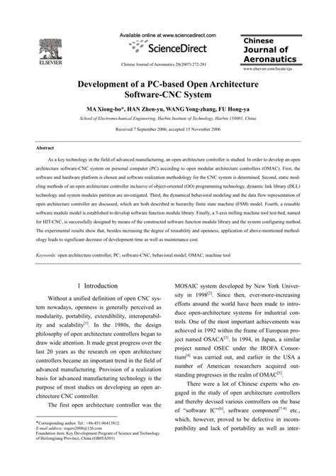 Pdf Development Of A Pc Based Open Architecture Software Cnc System