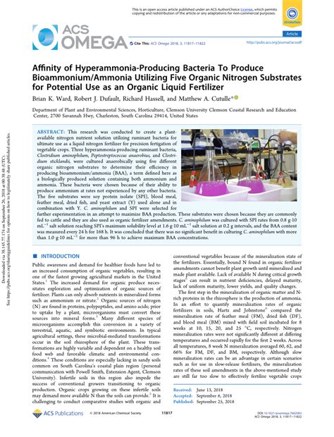 Pdf Affinity Of Hyperammonia Producing Bacteria To Produce Bioammonium Ammonia Utilizing Five