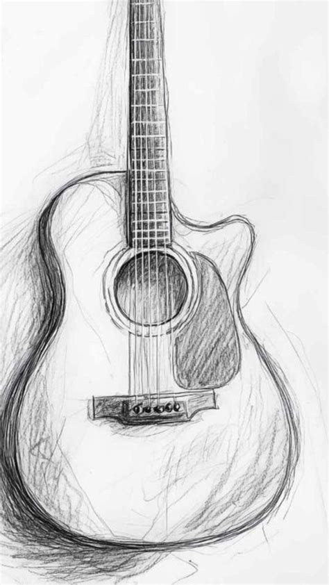 Pencil Sketch Guitar Drawing Of A Guitar Easy Guitar Drawing Basic
